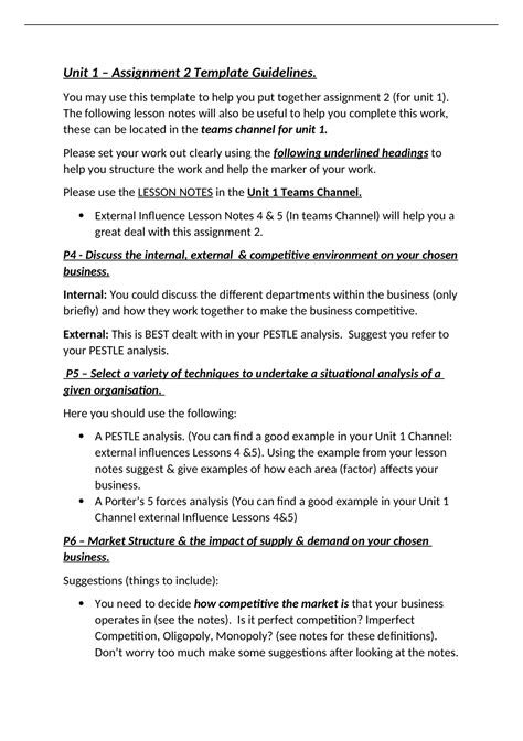 Unit 1 Assignment 2 Guidance And Help Template For Distinction Unit 1 Exploring Business