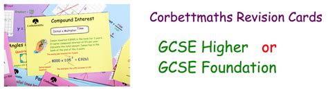 Corbett Revision Cards Corbettmaths