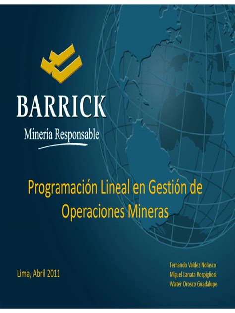 Programacion Lineal En Gestion De Operaciones Mineras Pdf Programación Lineal Ciencia De