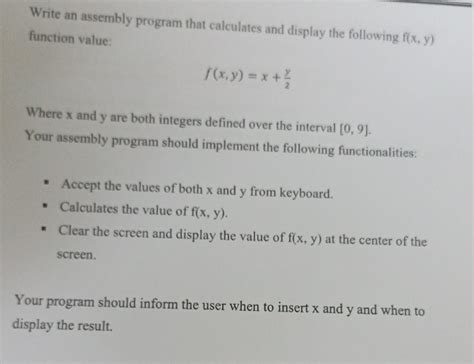 Solved Write An Assembly Program That Calculates And Display