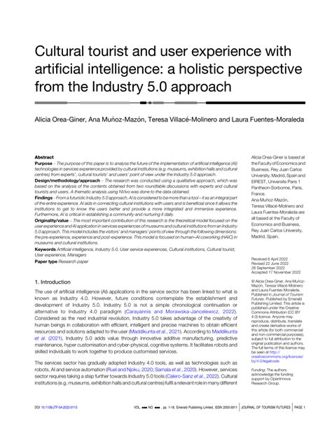 Pdf Cultural Tourist And User Experience With Artificial Intelligence A Holistic Perspective