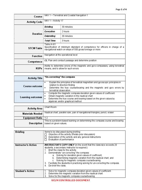 Activity 17 Un Correcting The Compass Pdf Compass Navigation