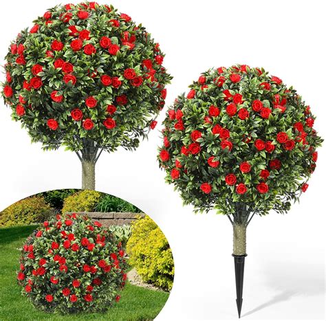 Lunmon 2 Pack 24 Artificial Topiary Ball Plants Trees