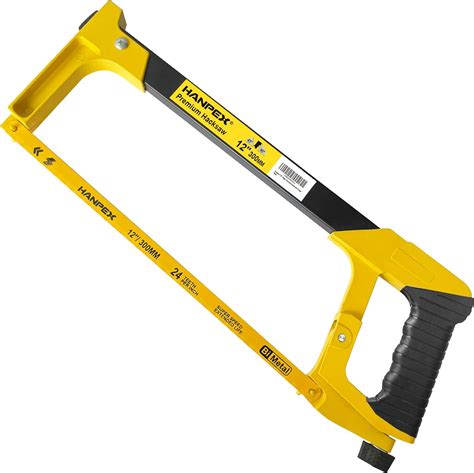 Hanpex 12in High Tension Hacksaw Frame With 24 Tpi Bi Metal Hss Blade Hand Saw Suitable For