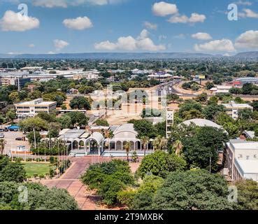Gaborone Aerial View Government Enclave And The Bus Rank With The