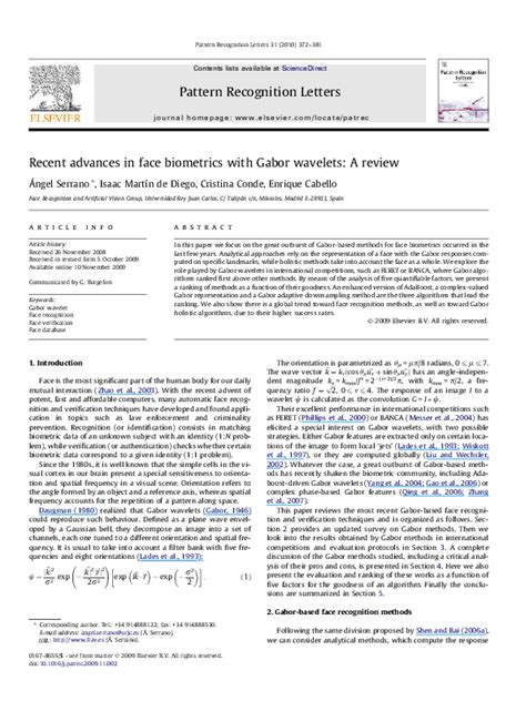 Pdf Recent Advances In Face Biometrics With Gabor Wavelets A Review