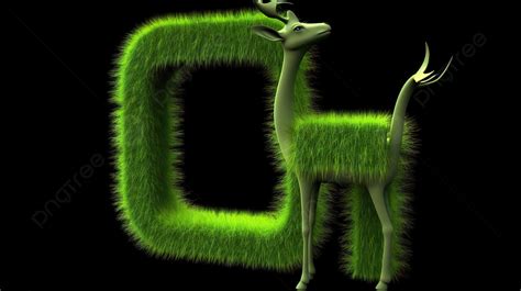 염소 바탕 화면 배경 화면이있는 잔디 캐릭터 녹색 필드와 잔디 사슴 고립 된 검은 배경에 3d 이동 녹색 편지 고화질 사진