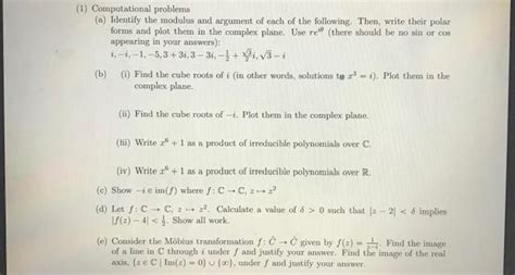 Solved Computational Problems A Identify The Modulus Chegg