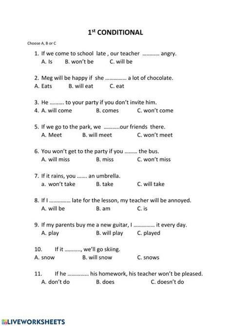 First Conditional Worksheet Worksheets Learn English