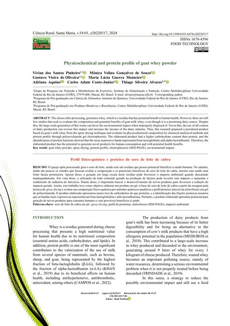 Pdf Physicochemical And Protein Profile Of Goat Whey Powder