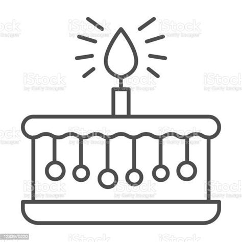 촛불 얇은 라인 아이콘 브라우니 케이크 생일 컵 케이크 개념 흰색 배경에 브라우니 사인 모바일 및 웹 디자인을위한 윤곽 스타일에 촛불 아이콘 생일 케이크 벡터 그래픽 갈색에