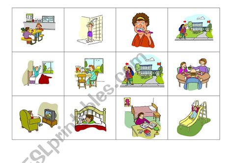 Daily Activities Memory Game ESL Worksheet By ViktoriaH Daily Activities Memory Game ESL Worksheet By ViktoriaH
