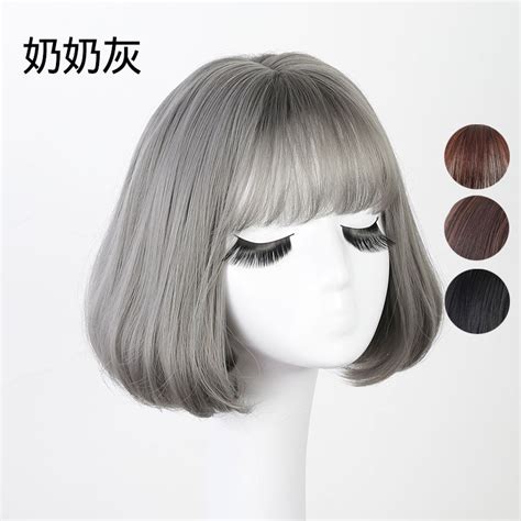 台灣出貨附發票 內彎式梨花頭 整頂假髮 假髮 空氣劉海 假髮女 Wig 仿真 假髮女整頂 短假髮 女生假髮 假頭髮 蝦皮購物