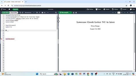 How To Write Lowercase Greek Letter Nu In Latex Youtube