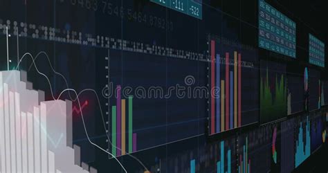 Financial Data Analysis Animation Over Various Bar And Line Charts