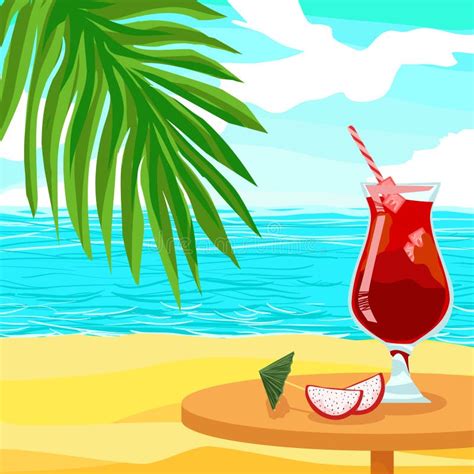 Alcoholic Red Cocktail Juice Shiny Advertising Vector Poster With Ice