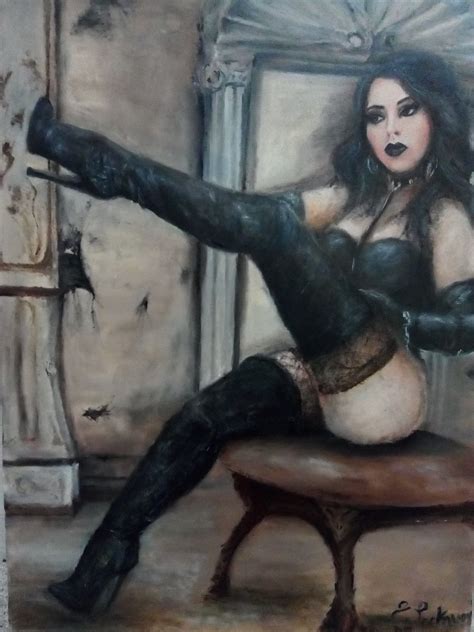 Bdsm Kinky Boots Long Gloves Fetish Art Original Oil Painting Gothic