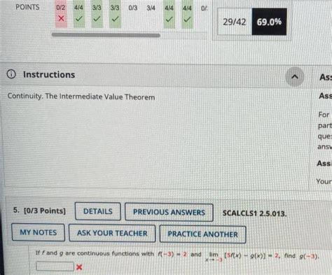 Solved Continuity The Intermediate Value Theorem 5 [0 3