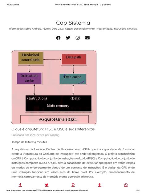 O Que É Arquitetura Risc E Cisc E Suas Diferenças Cap Sistema Pdf Microprocessador