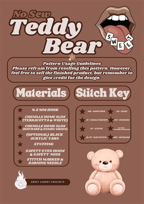 pdf only no sew christmas teddy bear crochet pattern plushie etsy