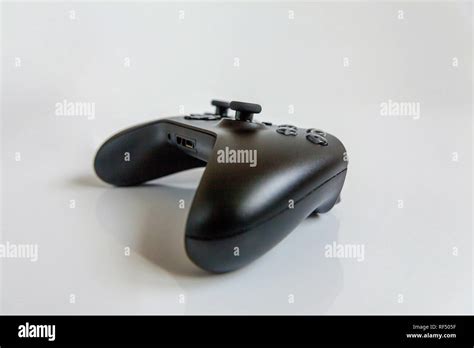 Black Joystick Gamepad Game Console Isolated On White Background Computer Gaming Technology
