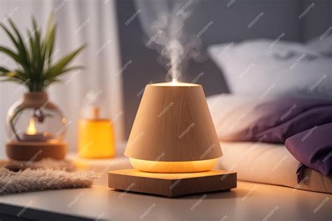 Premium Photo Aroma Oil Diffuser On Table Against In Minimal Background Ai Generative
