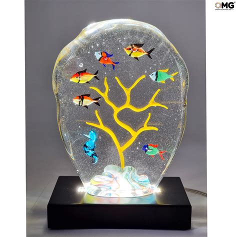 조각품 및 인형 미술 유리 오브제 다양한 컬렉션 수족관 조각품 열대어 및 해마 오리지널 무라노 유리 Omg