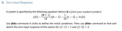 Solved B Zero Input Response A System Is Specified By The