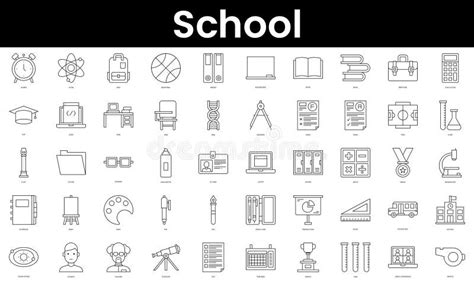 Set Of Outline School Icons Minimalist Thin Linear Web Icon Set Stock Illustration