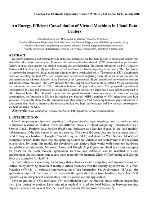 Pdf An Energy Efficient Consolidation Of Virtual Machines In Cloud Data Centers