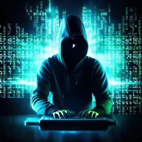 Premium Ai Image Digital Cybercrime Banner With Copy Space Showing Anonymous Hacker Committing