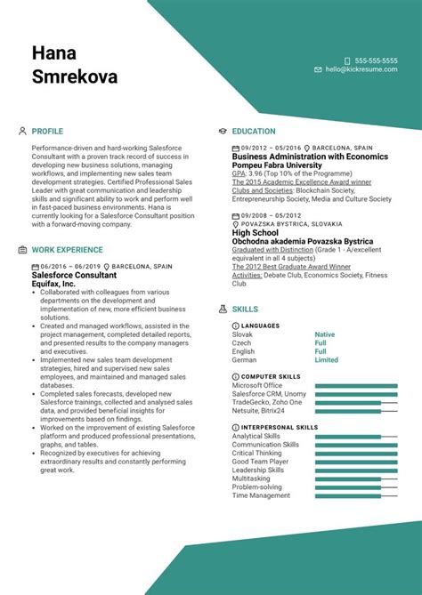 Salesforce Consultant Resume Example Resume Examples Salesforce