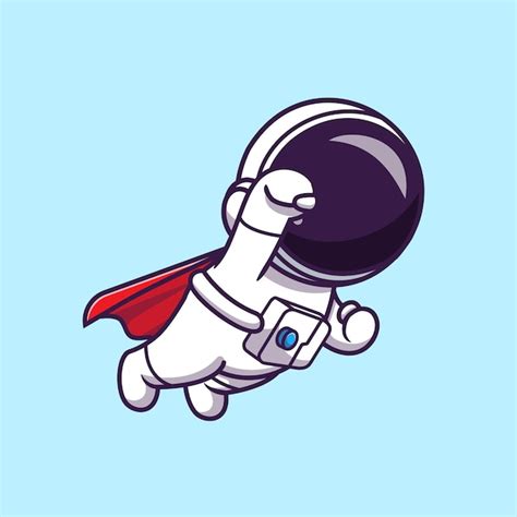 귀여운 우주 비행사 슈퍼 비행 그림 무료 벡터