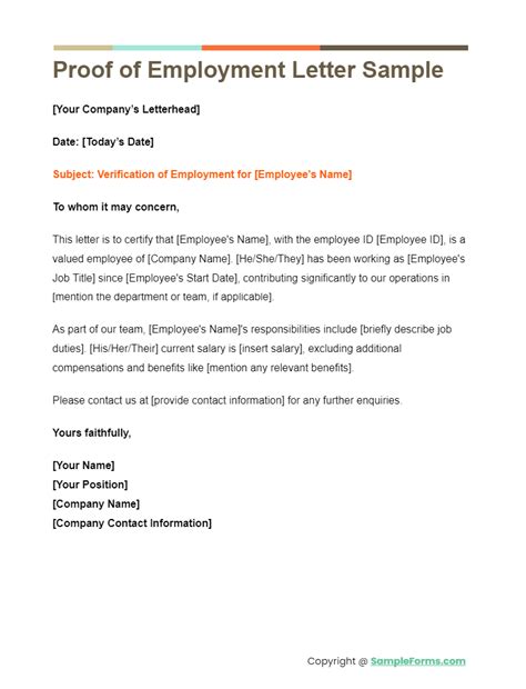 Proof Of Employment Letter For Landlord Template Word