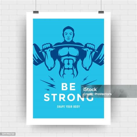 피트니스 동기 부여 포스터 복고풍 타이포그래피 인용 디자인 템플릿 보디 맨 리프팅 바벨 실루엣 개념에 대한 스톡 벡터 아트 및