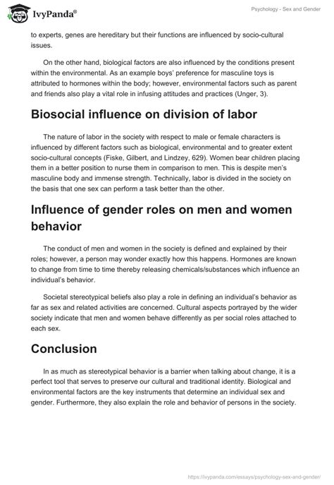 Psychology Sex And Gender 539 Words Research Paper Example