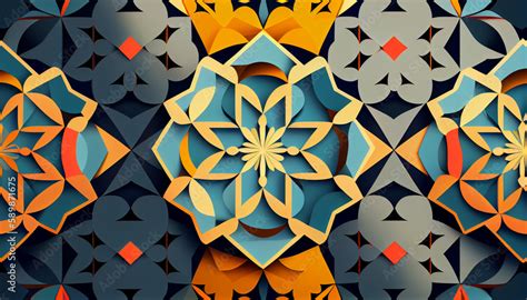 Geometric Floral Elements 2d Vector Art Pattern Ai Generated Image