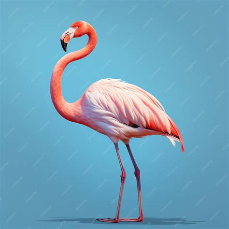 Premium Photo Pink Flamingo On A Blue Background 3d Render Illustration