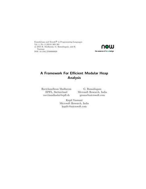 Pdf A Framework For Efficient Modular Heap Analysis