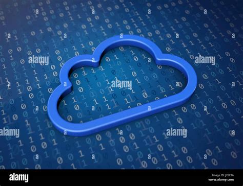 Cloud Computing Concept Blue Cloud Shape On A Binary Code Background D Rendering Stock Photo
