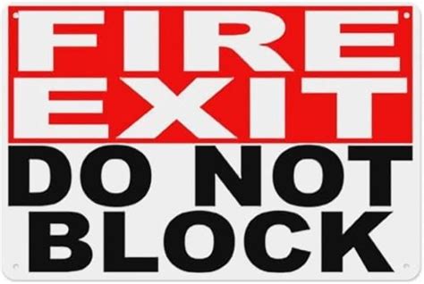 Warning Sign Fire Exit Do Not Block Decal Vintage Metal Wall Decor