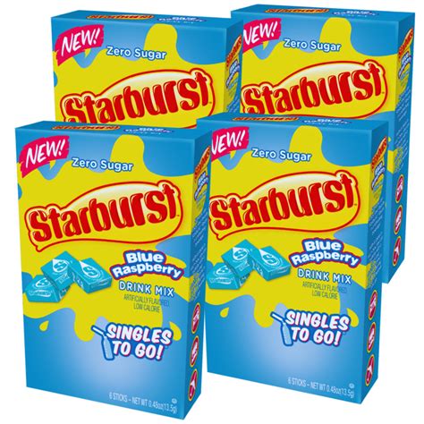 Starburst Blue Raspberry Singles To Go Fruity Burst Of Sugar Free