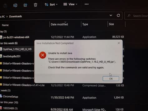 Hey Ive Downloaded The Latest Version Of Java And Im Trying To Install Optifine Like Normal