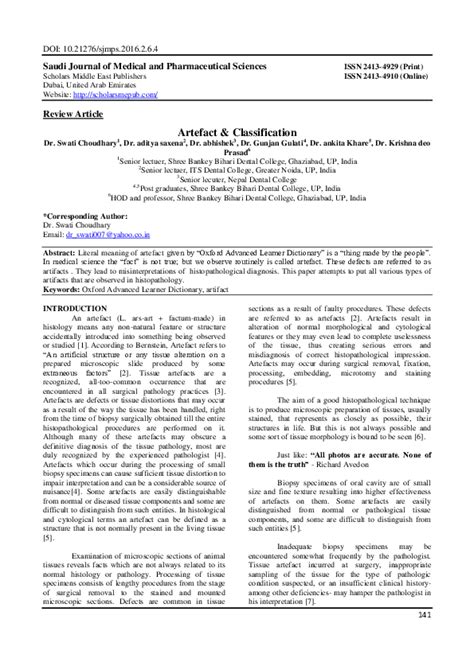 Pdf Artefact And Classification