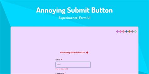 Annoying Submit Button Experimental Form Ui Made With Reactjs