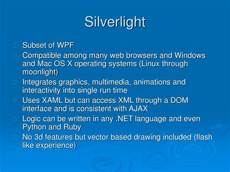 PPT Choosing Between WPF And Silverlight For Web Development