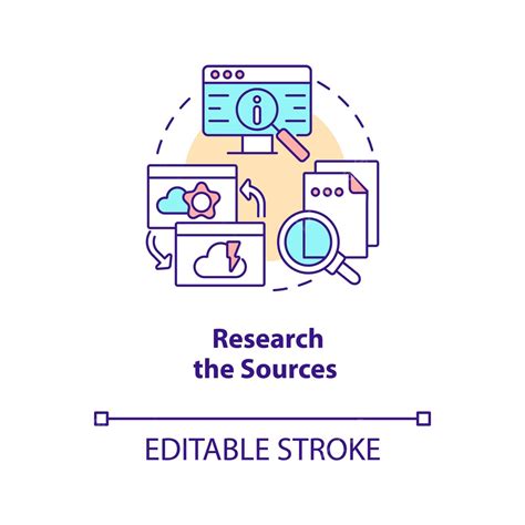 Research Sources Concept Icon Linear Complex Stroke Vector Linear Complex Stroke Png And