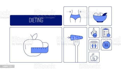 라인 아이콘과 다이어트 와 건강 한 영양 관련 디자인 간단한 윤곽선 기호 아이콘입니다 건강한 생활방식에 대한 스톡 벡터 아트 및