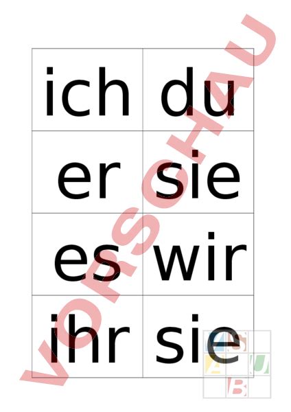 Arbeitsblatt Ich Du Er Sie Es Kärtchen Deutsch Grammatik