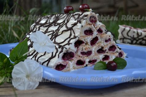 Торт Монастырская изба с вишней со сметанным кремом 17 фото в рецепте